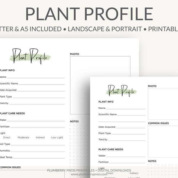 Plant Profile Template - Etsy Australia
