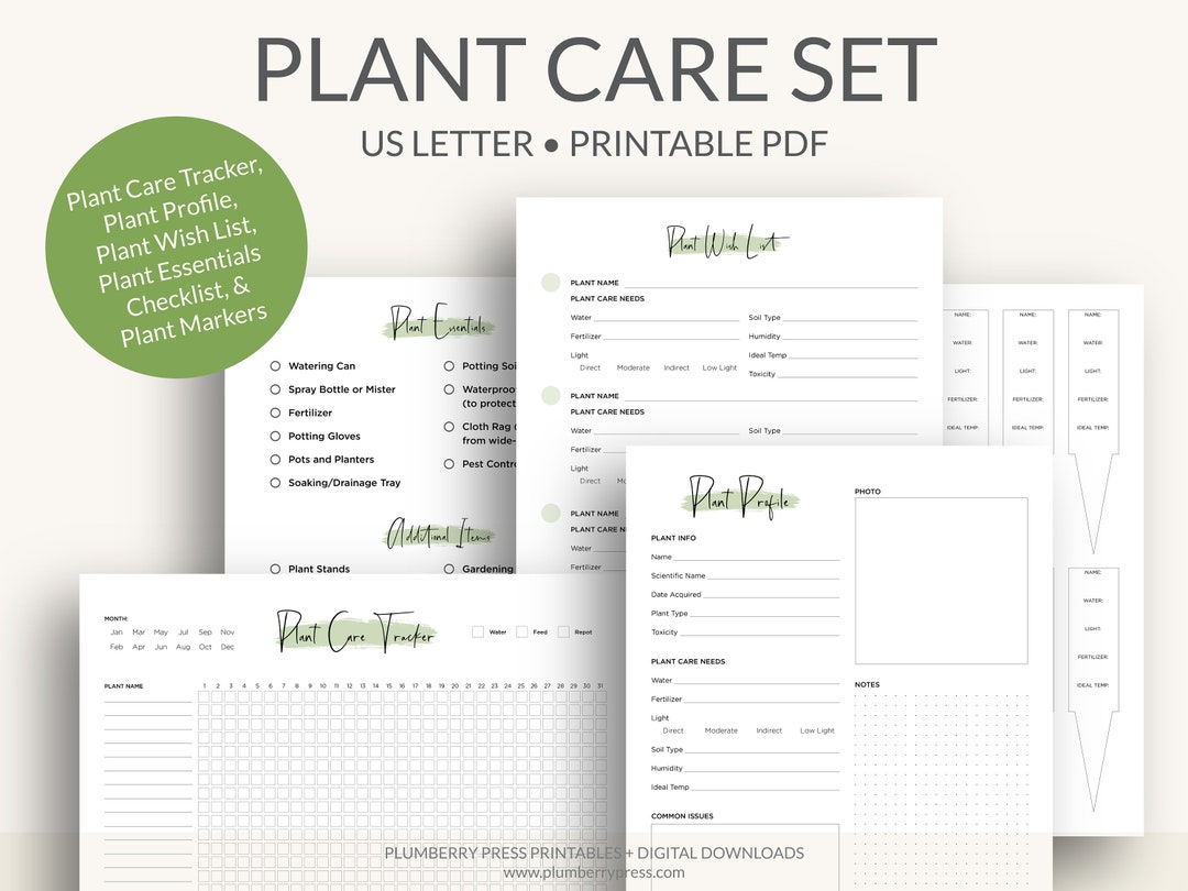 Plant Care Set | Plant Care Tracker | House Plant Binder - Etsy
