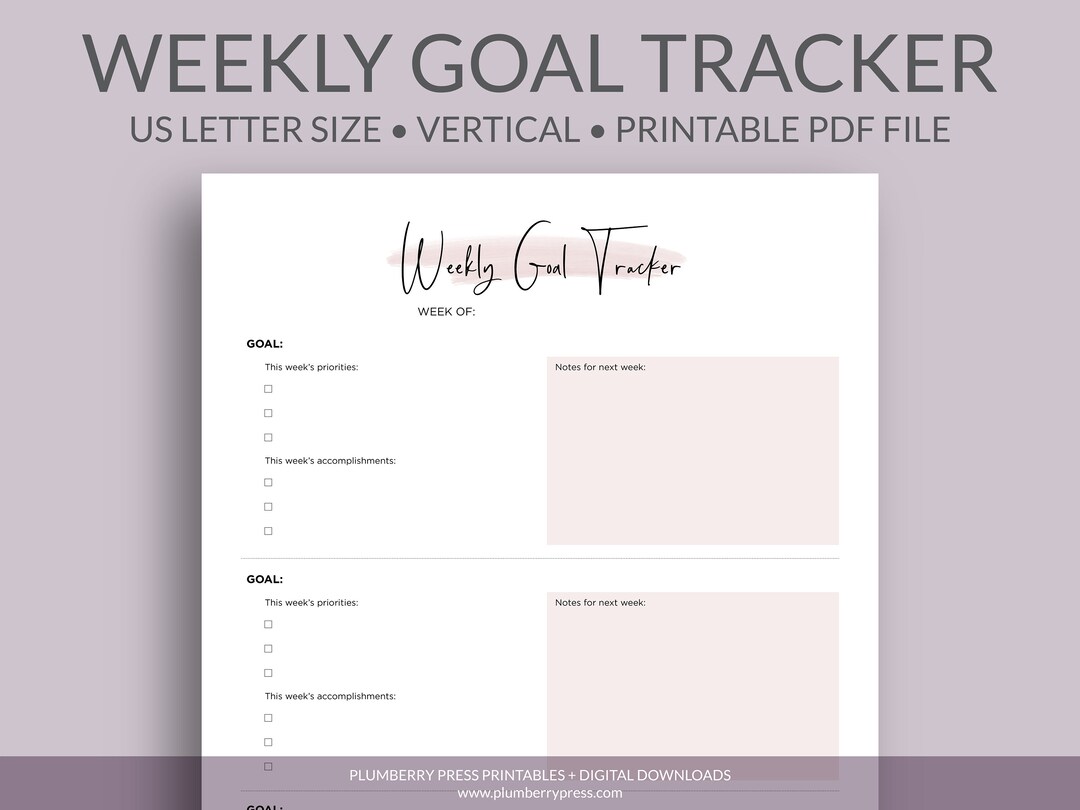 Weekly Goal Tracker - Etsy