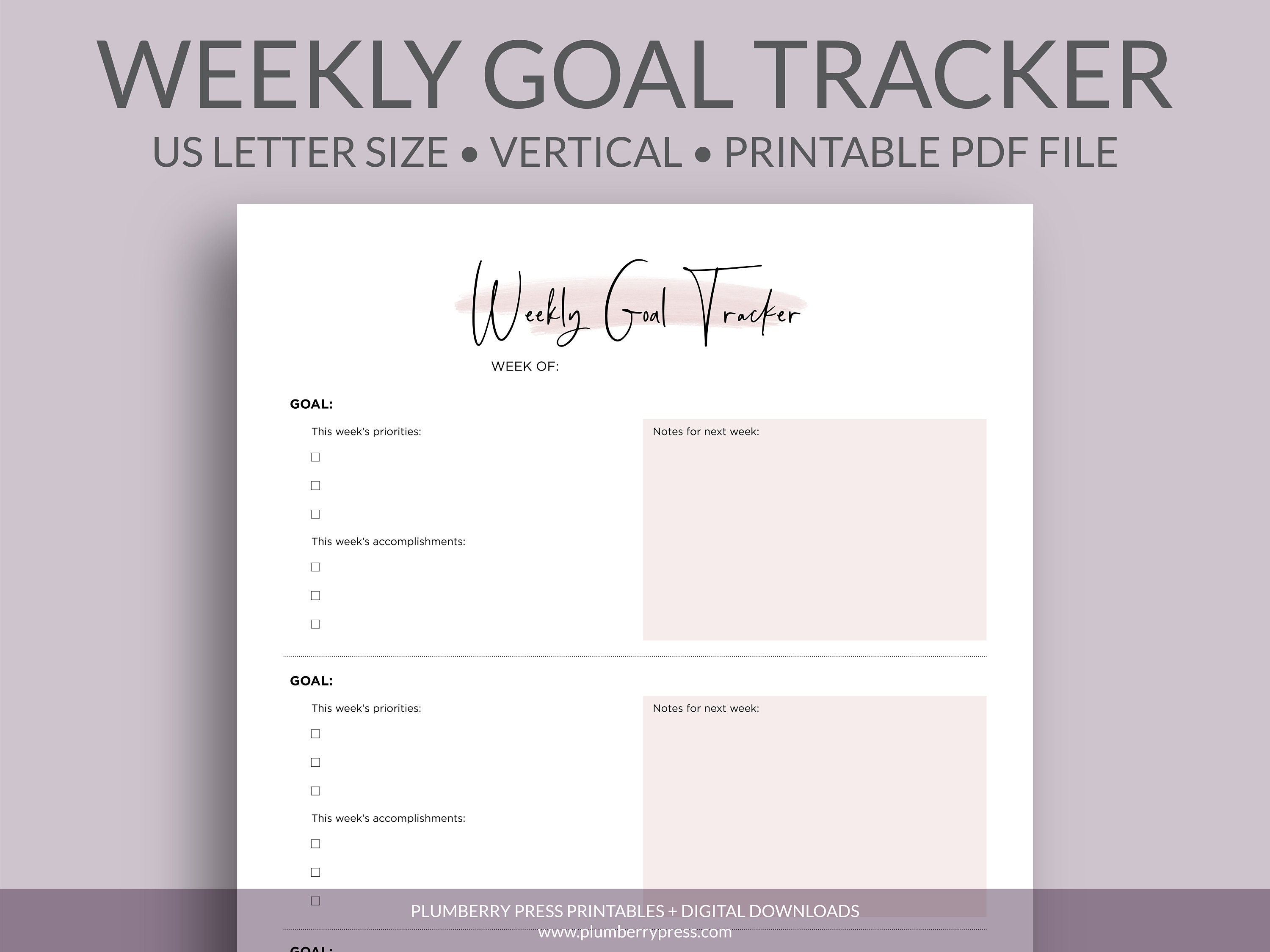 Weekly Goal Tracker - Etsy
