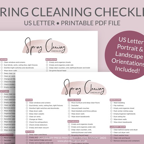 Printable Deep Cleaning Checklist PDF Spring Cleaning by Room - Etsy