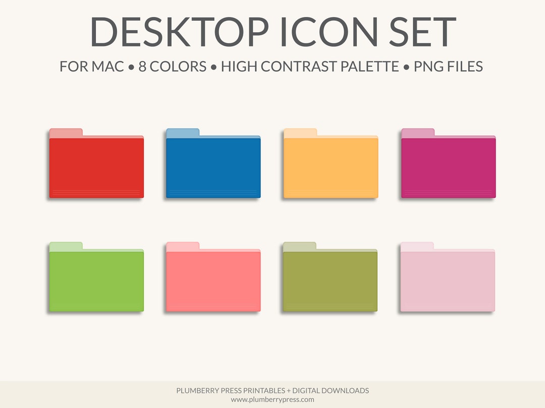 Desktop Icon Set | 8 Folder Icons | Desktop Icons for Mac | Mac Icons ...