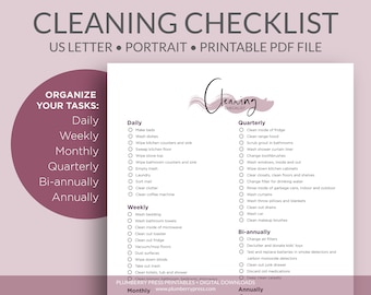 Once a Week Cleaning Checklist Instant Download PDF Format - Etsy