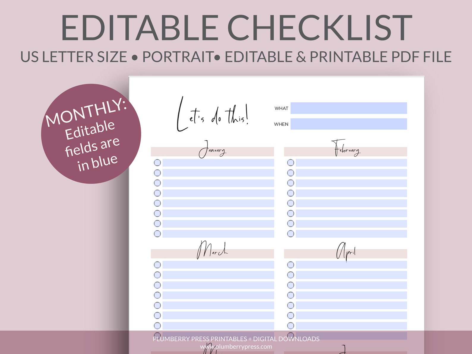 Editable Weekly Monthly & Blank Checklists - Etsy
