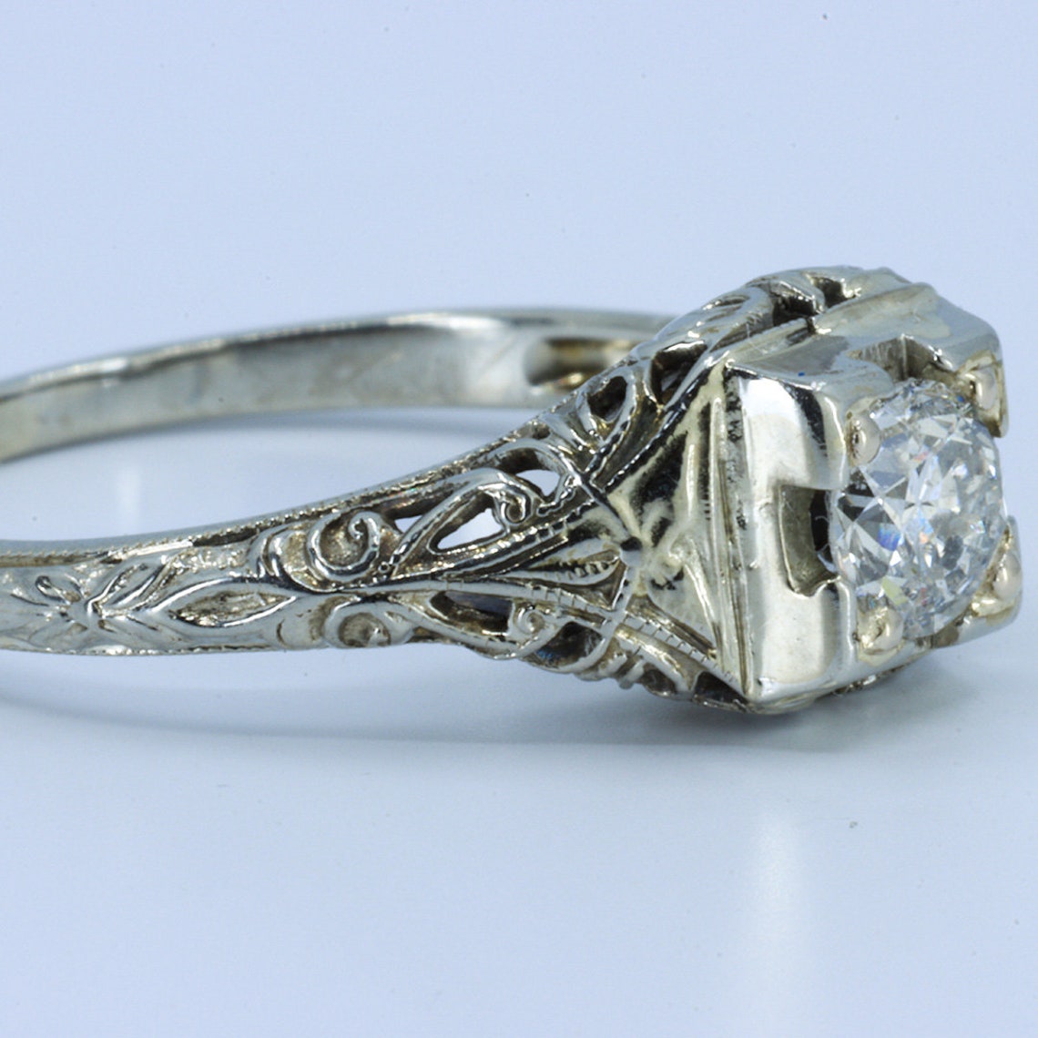 Vintage Engagement Ring Filigree Diamond Ring Vintage - Etsy