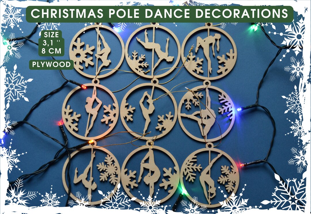Set of 9 Christmas Pole Dance Wood Ornaments, Stripper Christmas Decor ...