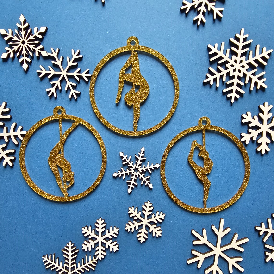 Set of 9 Pole Dance Christmas Ornaments, Glitter Pole Dance Decorations ...