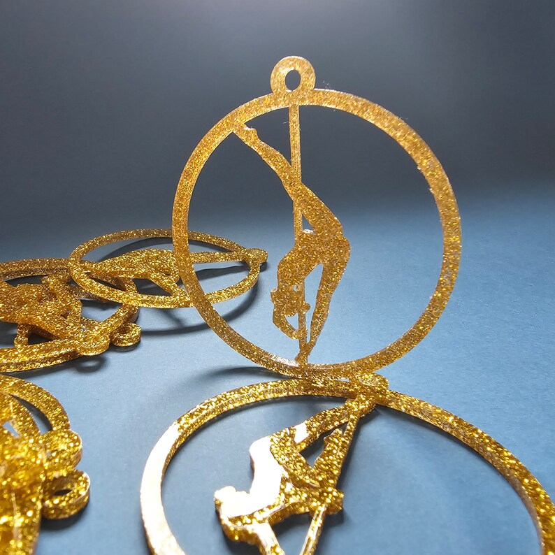 Set of 9 Pole Dance Christmas Ornaments, Glitter Pole Dance Decorations ...