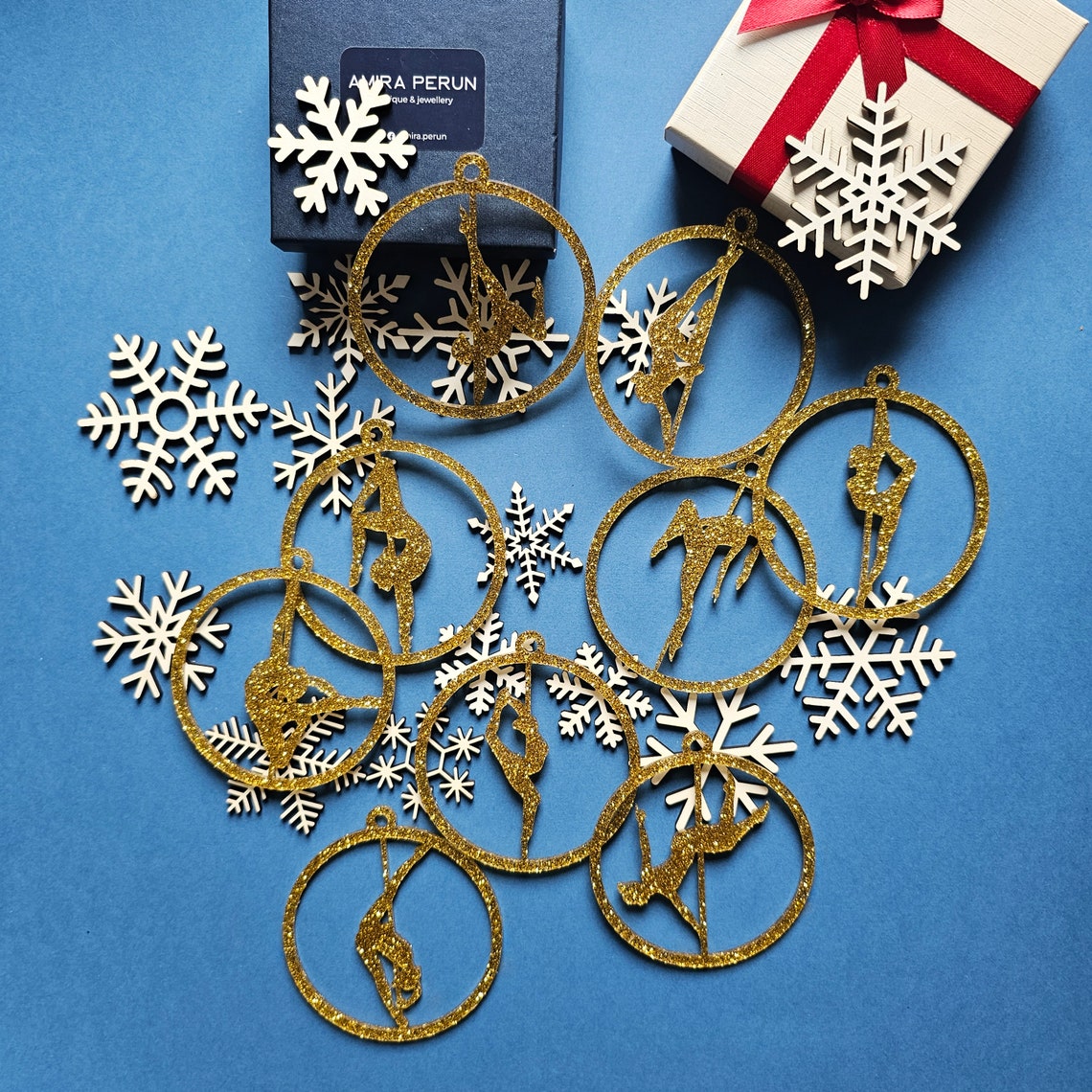 Set of 9 Pole Dance Christmas Ornaments, Glitter Pole Dance Decorations ...
