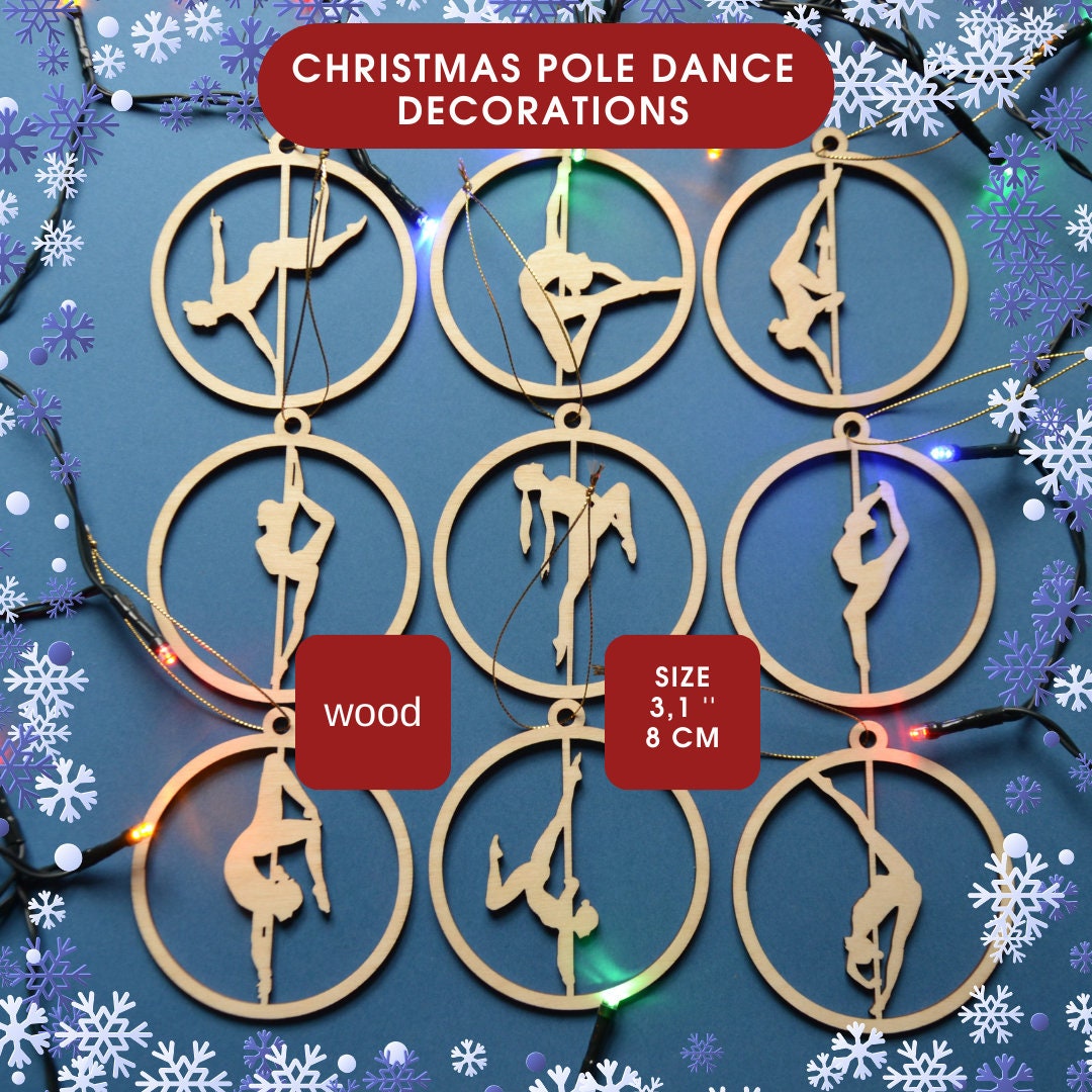 Set of 9 Christmas Pole Dance Wood Ornaments, Stripper Christmas Decor ...