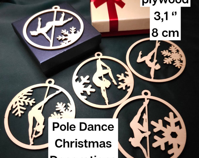 Set of 5 Pole Dance Wooden Christmas Decorations, Eco Friendly Gift for ...