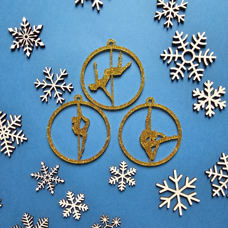 Set of 9 Pole Dance Christmas Ornaments, Glitter Pole Dance Decorations ...