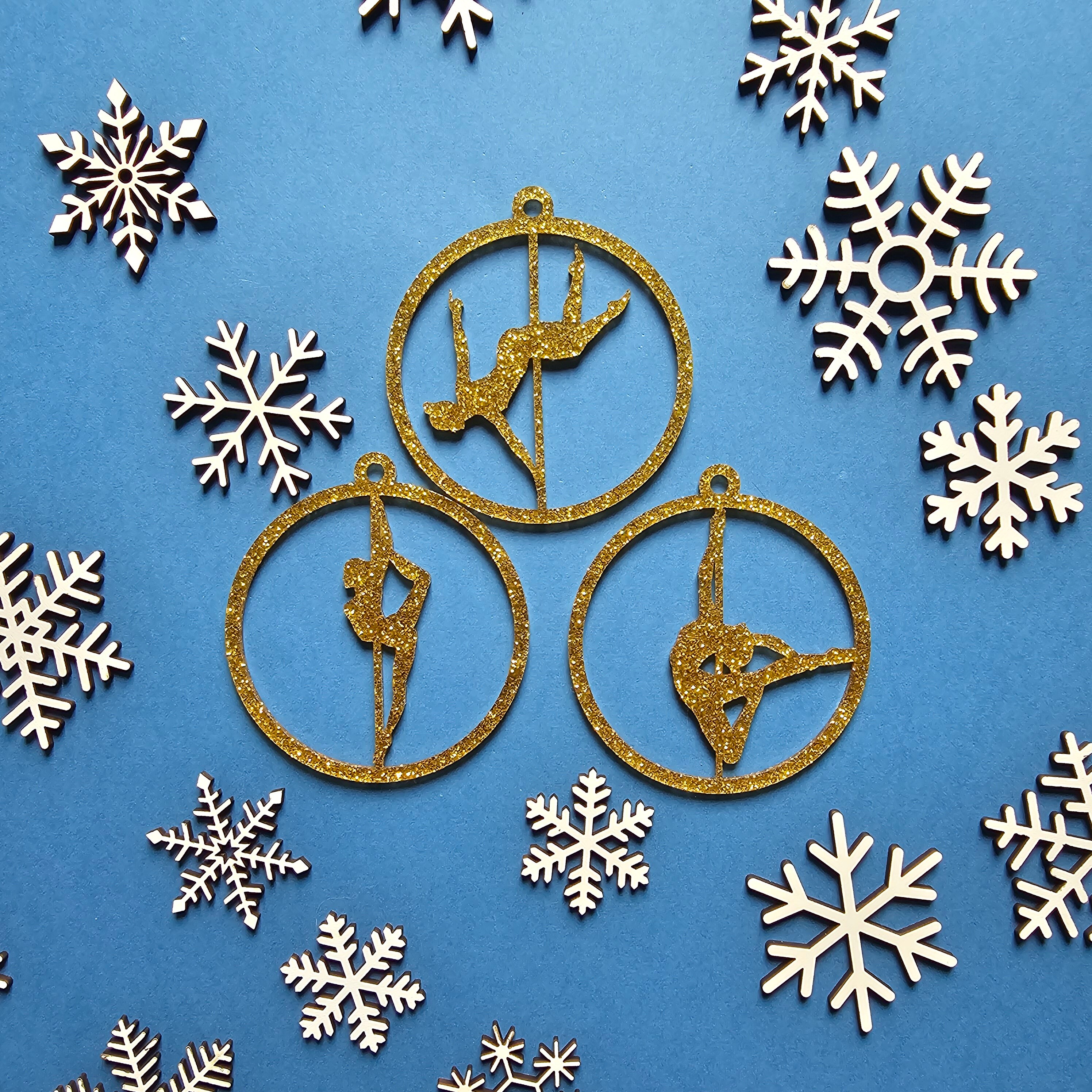 Set of 9 Pole Dance Christmas Ornaments, Glitter Pole Dance Decorations ...