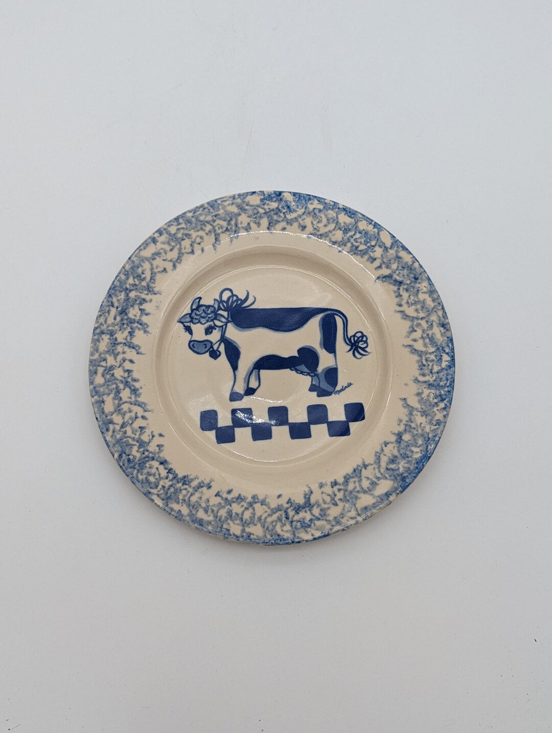 Ellis Productions Pottery "moolinda" Cow Plate, Blue on White ...