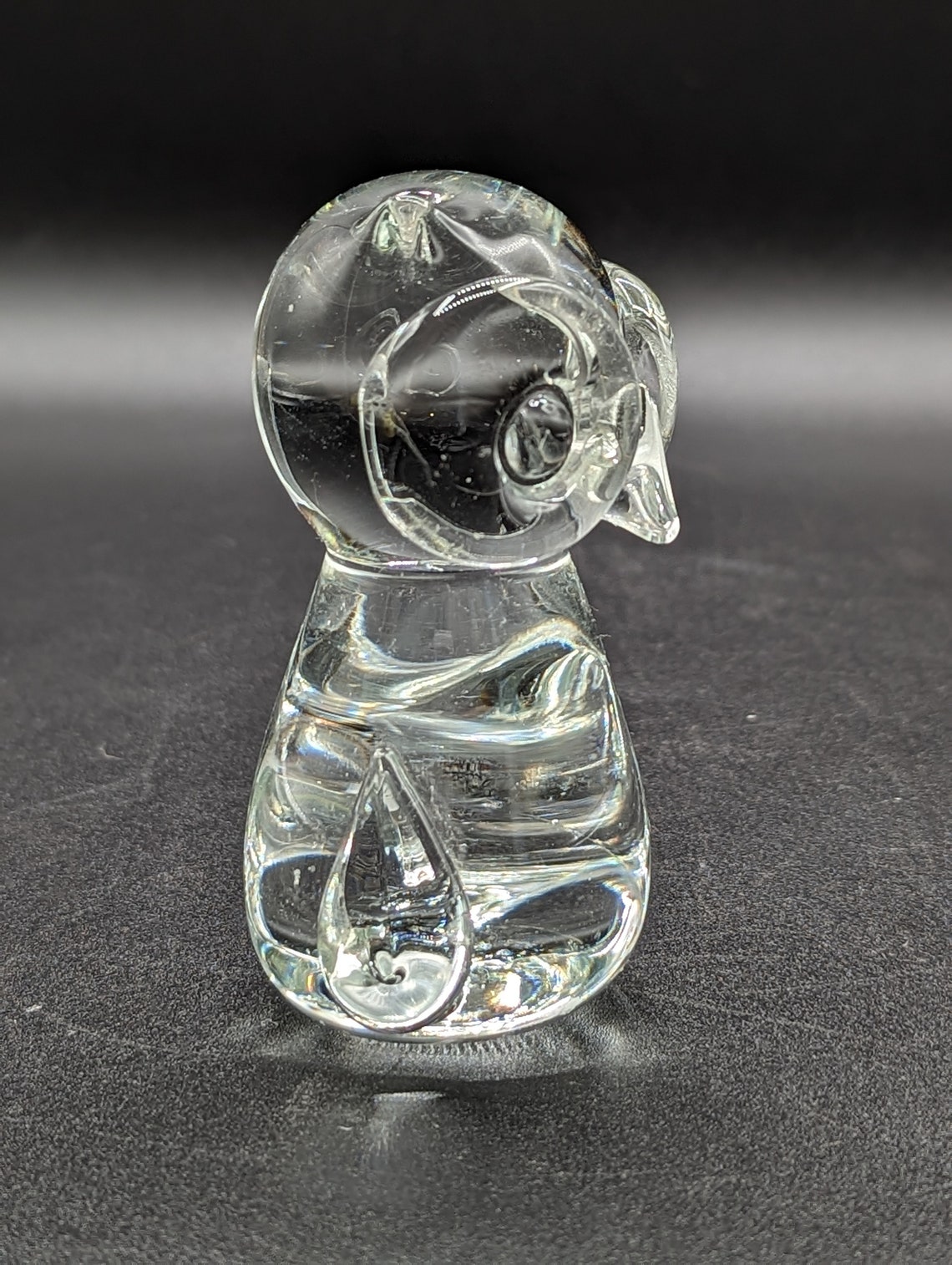 Super Cute Vintage Paperweight Clear Art Glass Owl With Big Eyes - Etsy