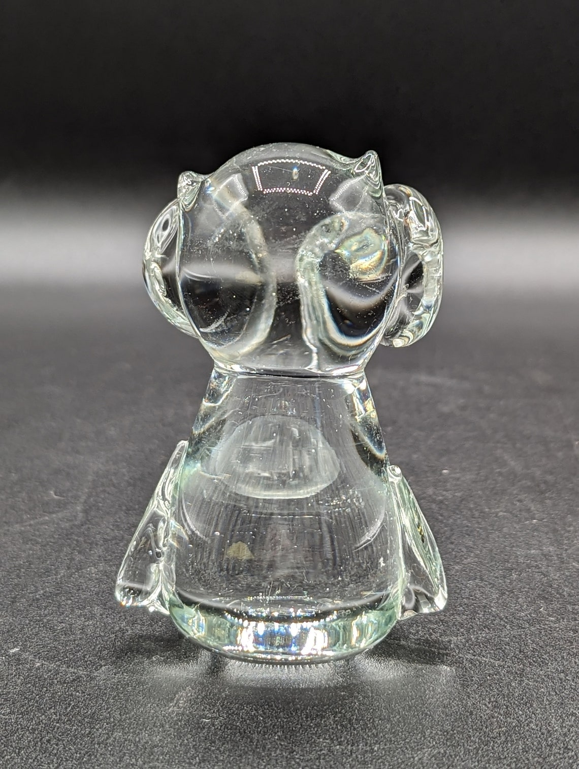 Super Cute Vintage Paperweight Clear Art Glass Owl With Big Eyes - Etsy