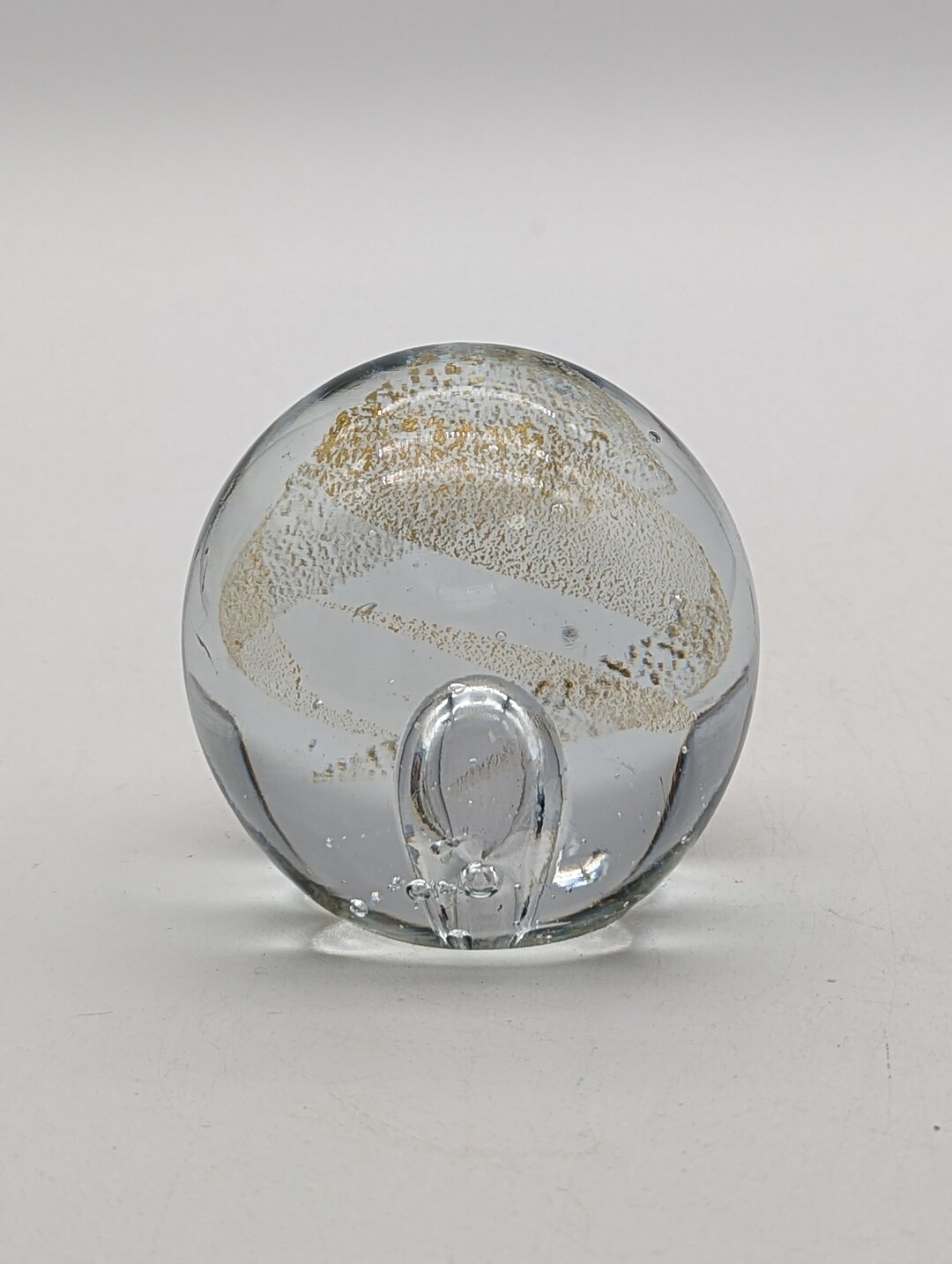 Beautiful Glass Paperweight With Gold Flake Swirl and Bubbles at the ...