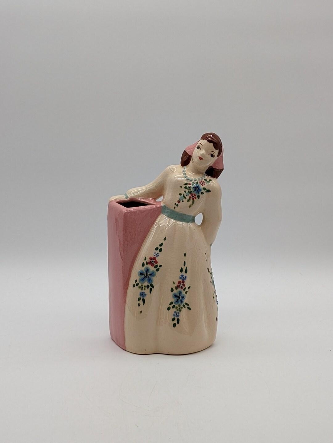 Weil Ware California Pottery Tall 10" Blonde Lady Girl Vase Blue ...