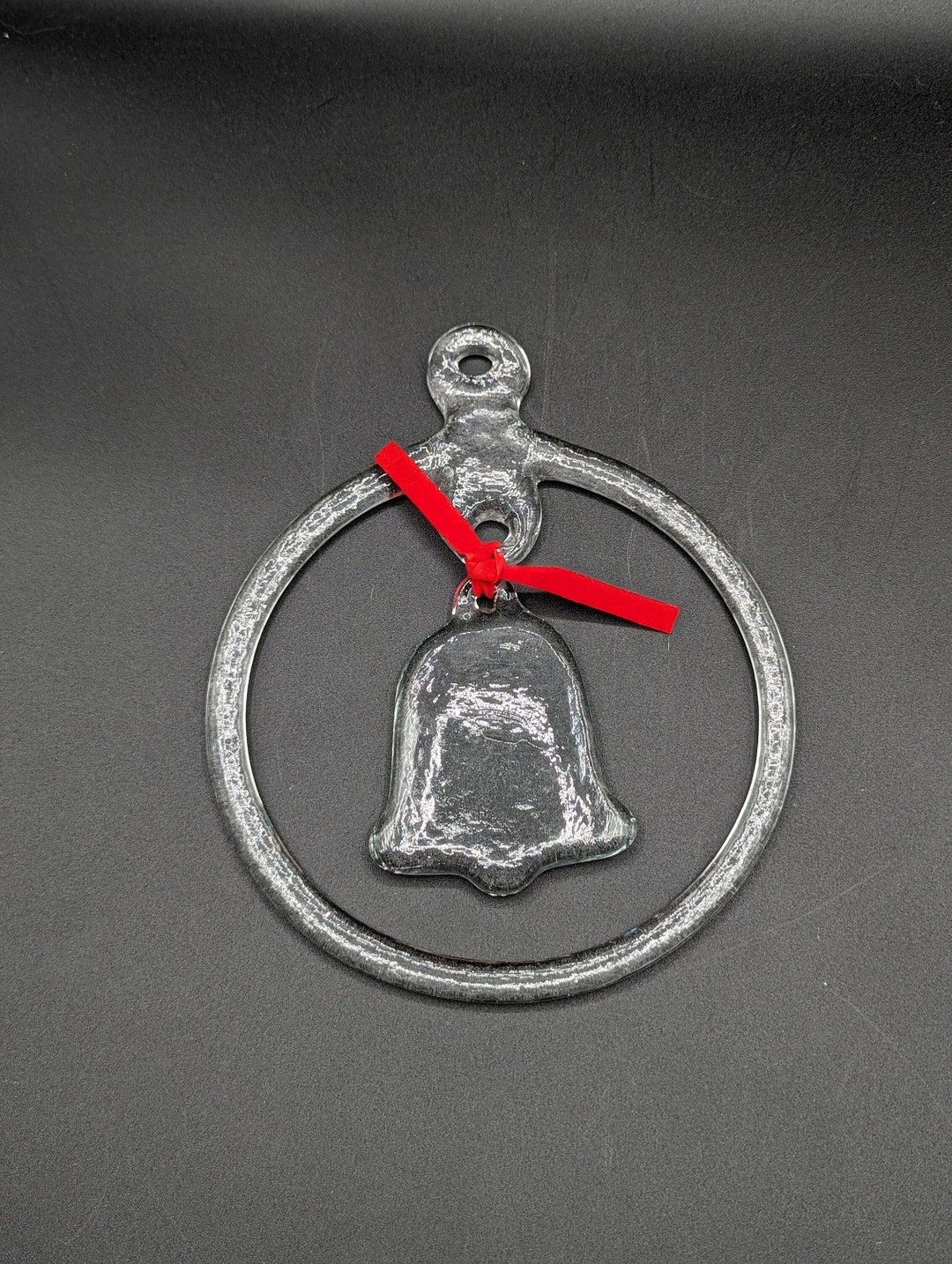 Vintage MJ Designs Hanging Ornament Heavy Glass Ring Encircling Bell in ...