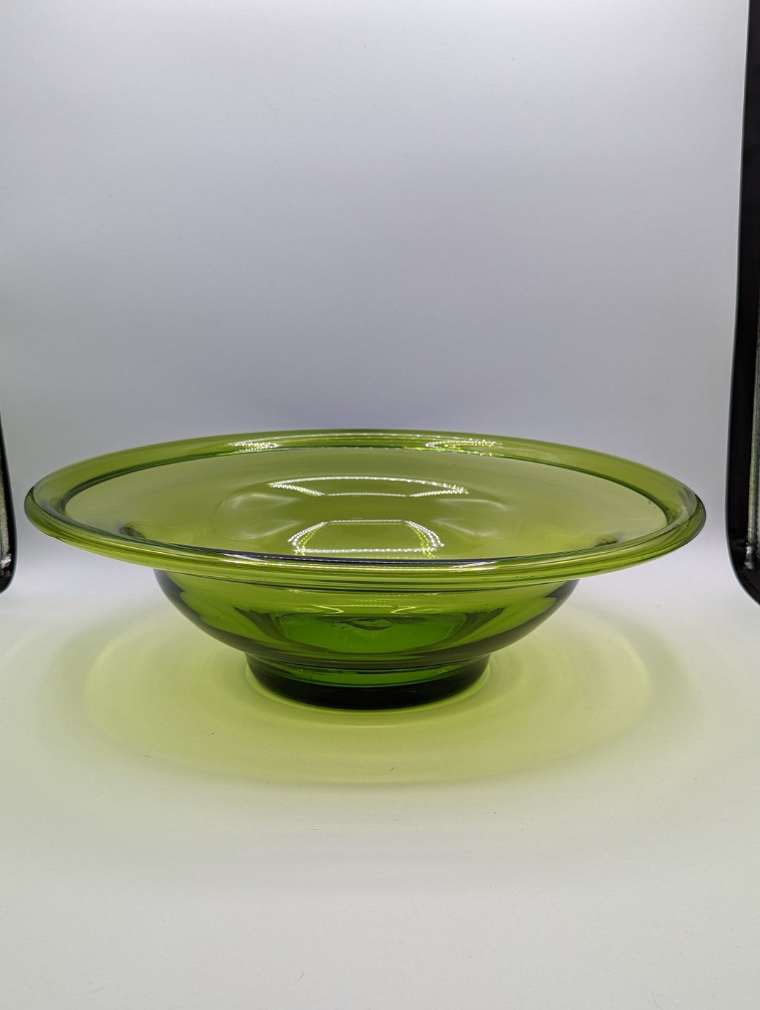 Hand Blown Avocado Green Console Bowl - Etsy