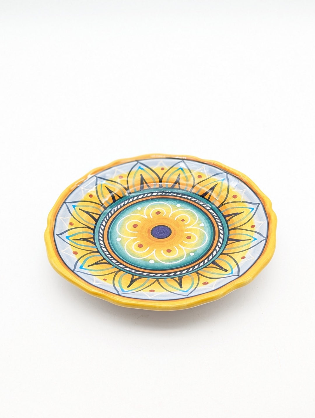 Deruta 7.5" Plate Made in Italy Hand Painted Starburst Design - Etsy