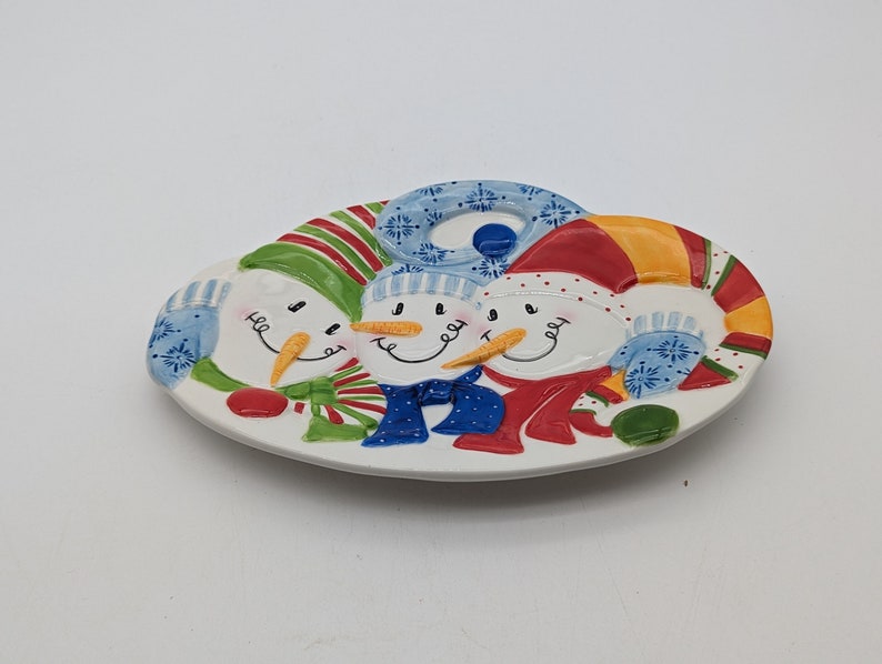 Vintage Fitz and Floyd Snow Buddies Christmas Holiday Winter Tray or ...