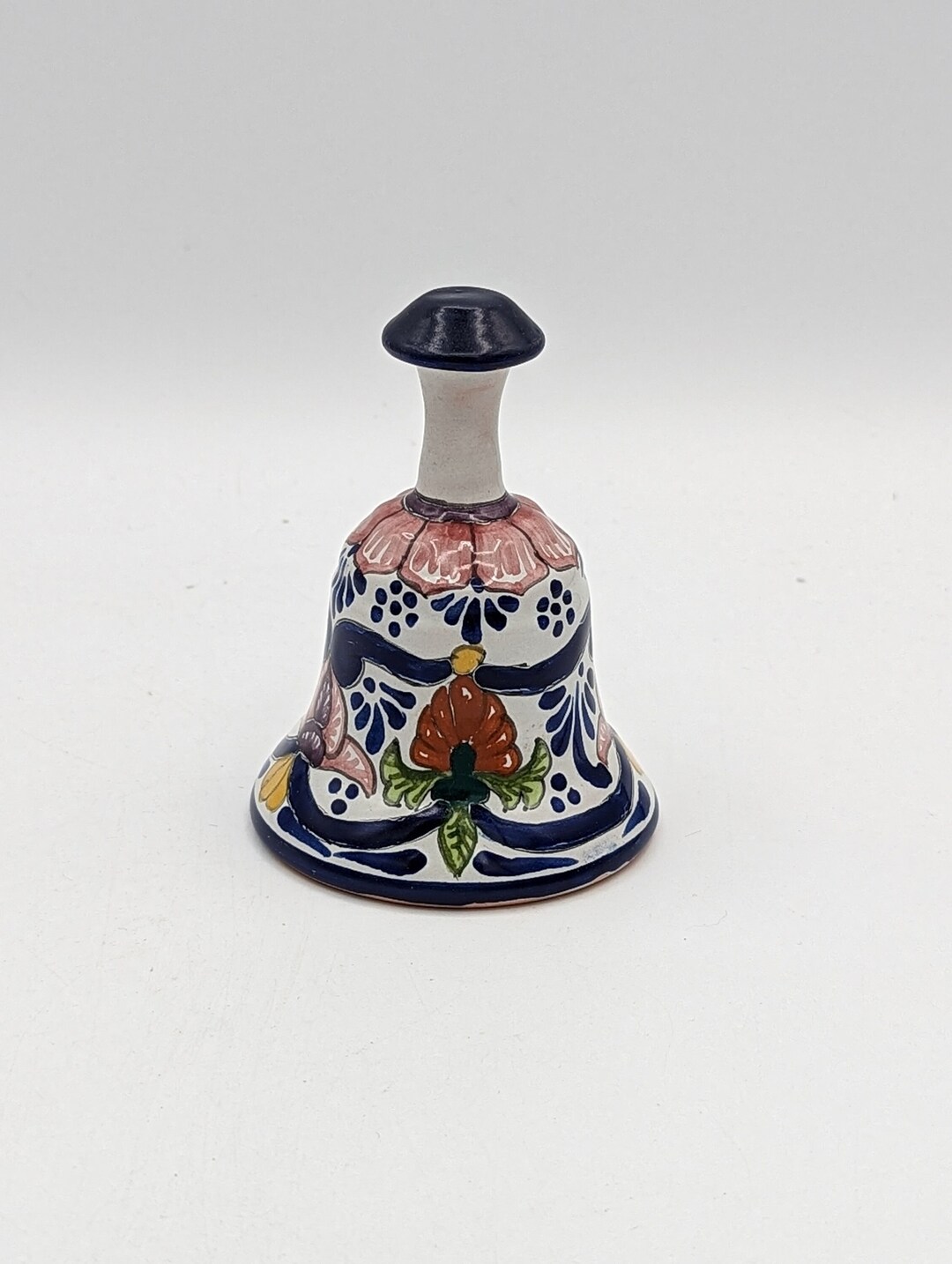 Puebla Mexican Talavera Pottery Bell Hand Painted Floral Pattern Signed ...
