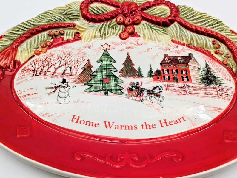 Fitz and Floyd Home Warms the Heart Winter Scene Ceramic Sentiment Tray ...
