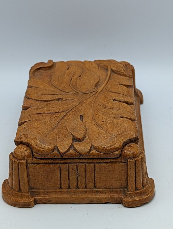 Vintage Syroco Wood Trinket Box, Small Lidded Keepsak… - Gem