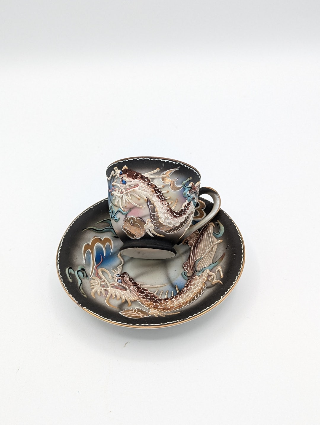 Dragon Ware Small Porcelain Cup & Saucer Heavy Moriage Made in Japan ...