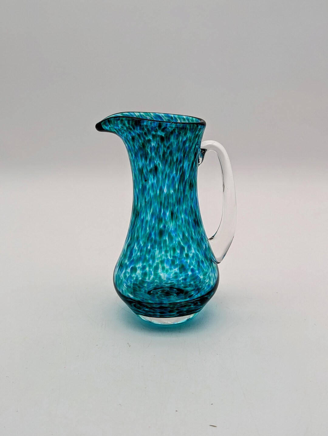 Teign Valley TVG England Hand Blown Art Glass Pitcher Vase Blue Green ...