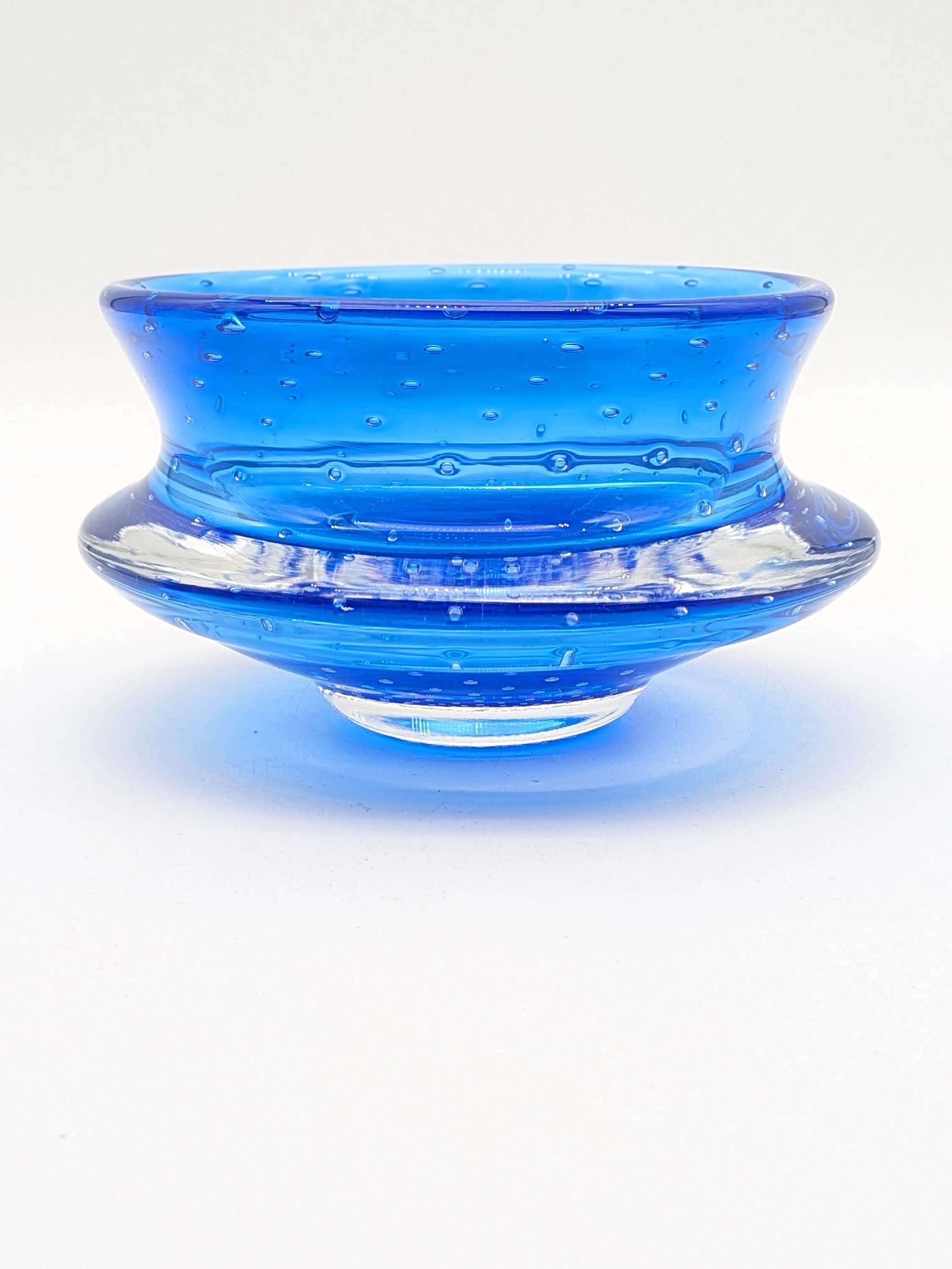 Mark J Sudduth Art Glass Cobalt Blue Bowl With Bullicante Signed Rare ...