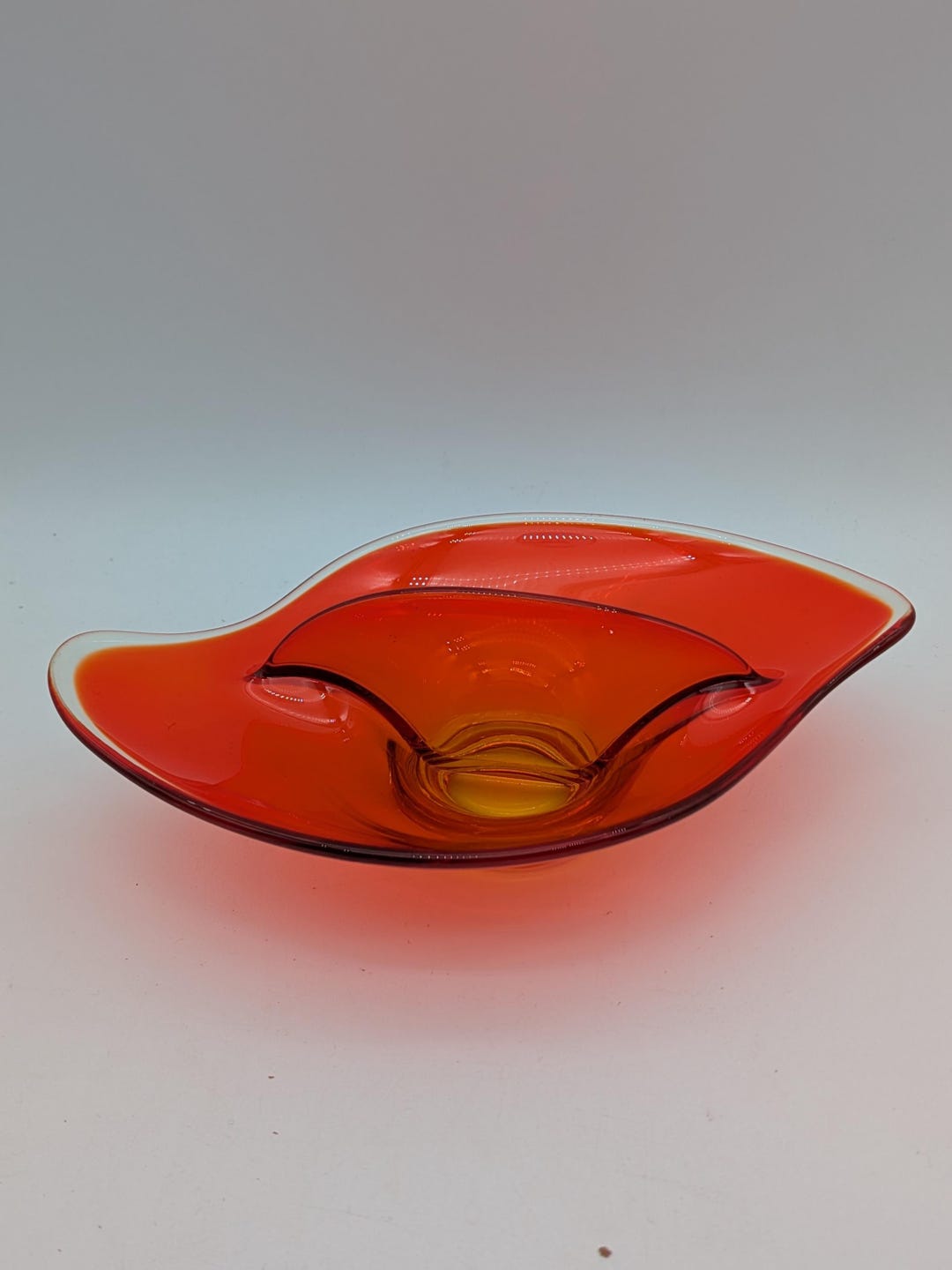 MCM Viking Glass Epic Orange Persimmon Divided Candy Dish Glows - Etsy