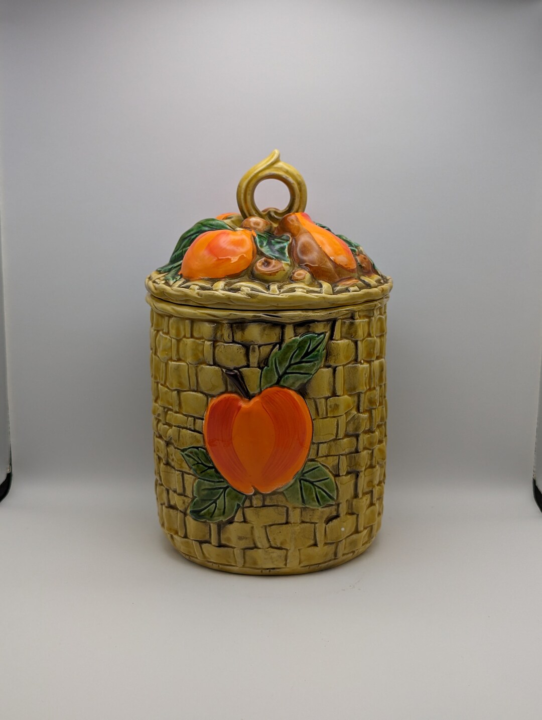 Lefton FIESTA Basket Weave Orange Fruit Hand Painted Canister - Etsy