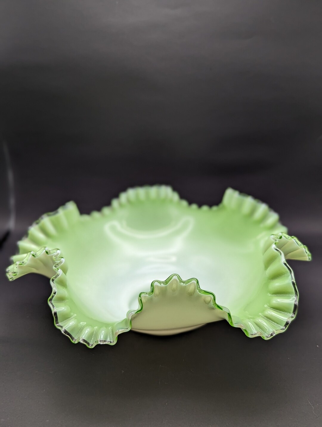 Beautiful Vintage Uranium Glass Silver Crested Ruffled Edge Bowl - Etsy