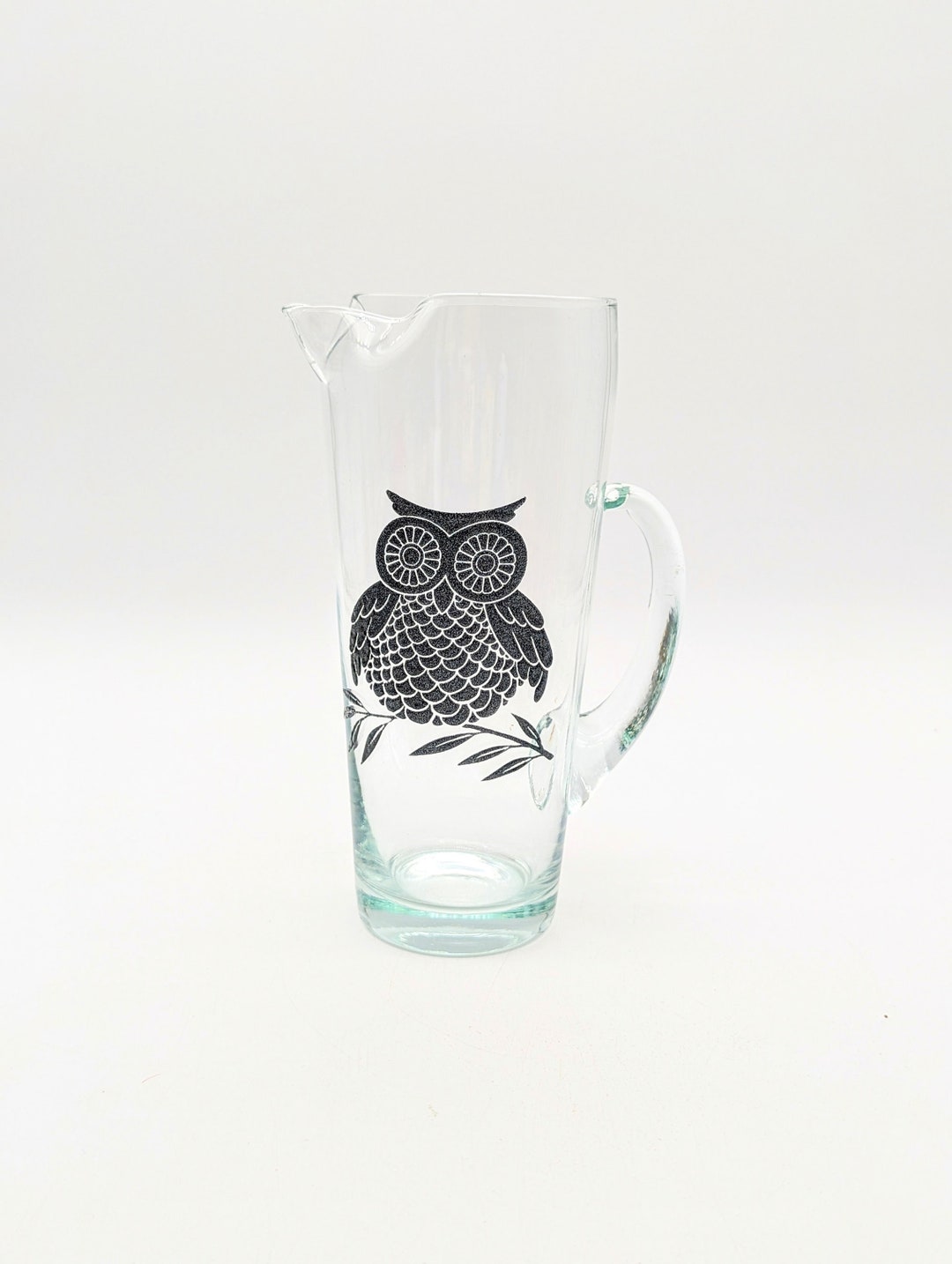 Vintage West Virginia Glass Owl Pitcher - Etsy