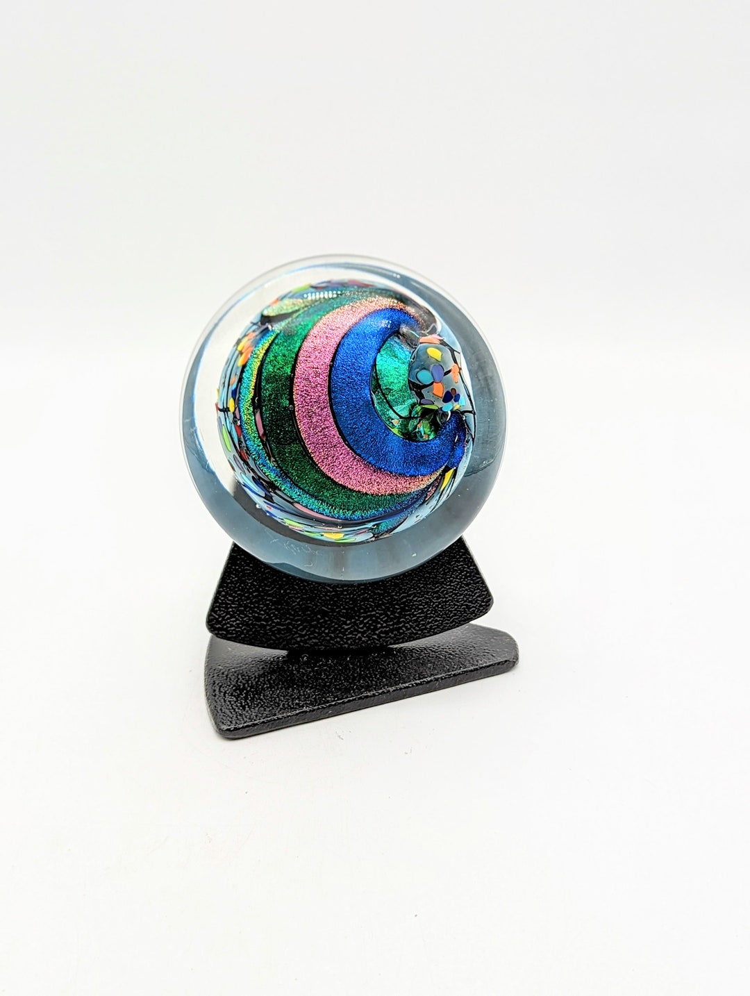 Gorgeous Rollin Karg Art Glass Glass Sculpture/paperweight With Stand ...