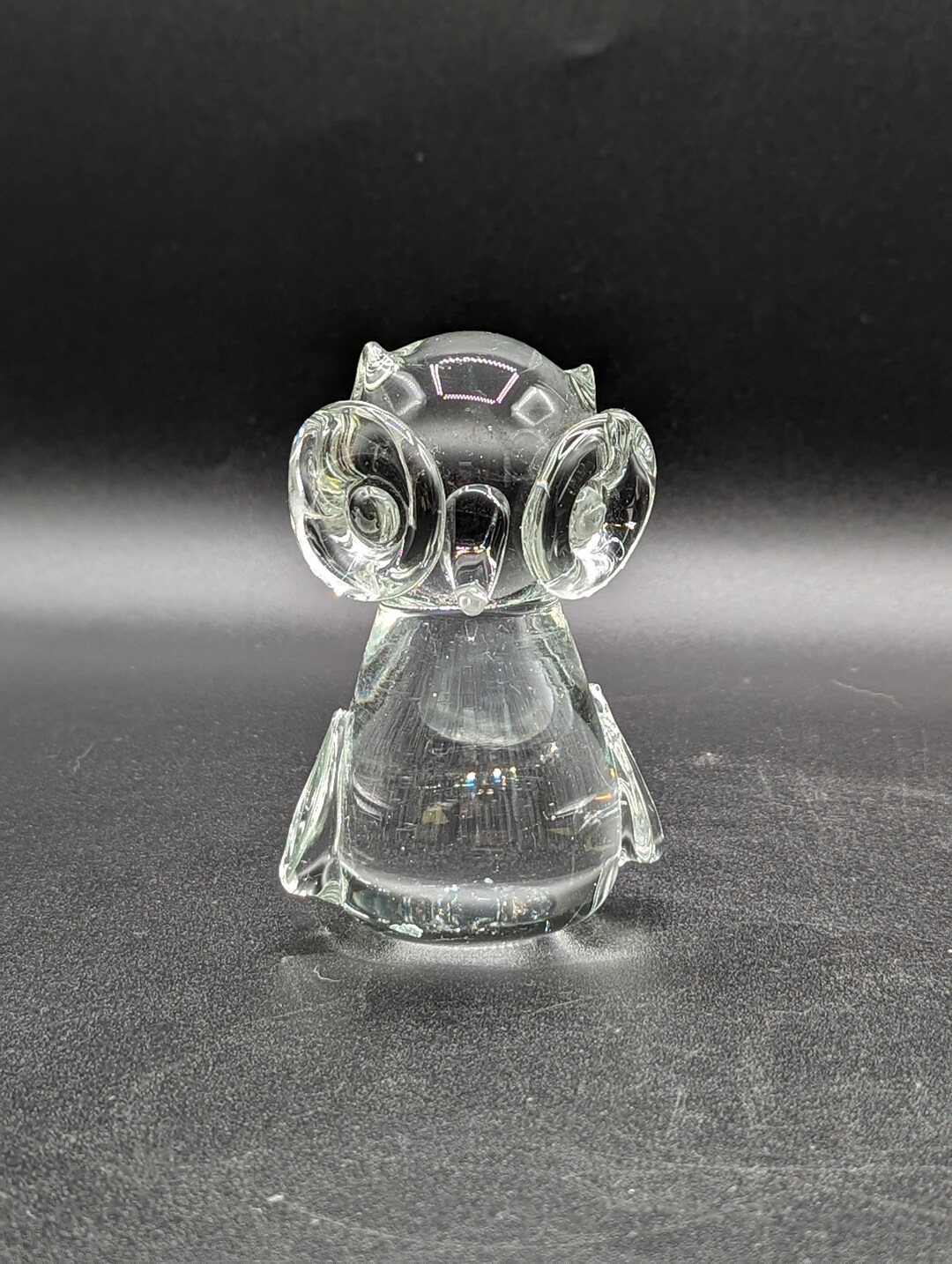 Super Cute Vintage Paperweight Clear Art Glass Owl With Big Eyes - Etsy