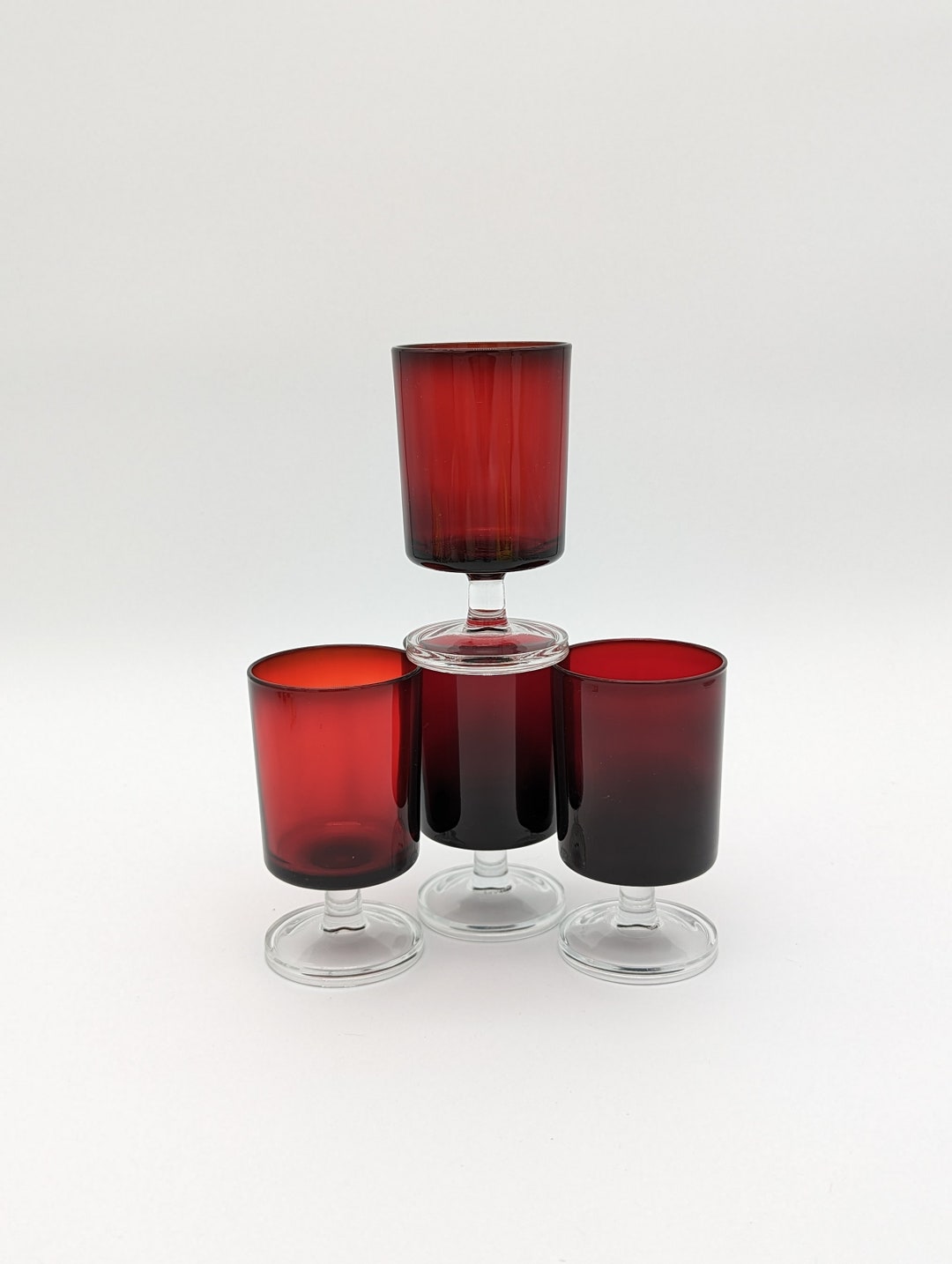 4 Ruby Red Luminarc Verrerie D'arques France Glasses - Etsy