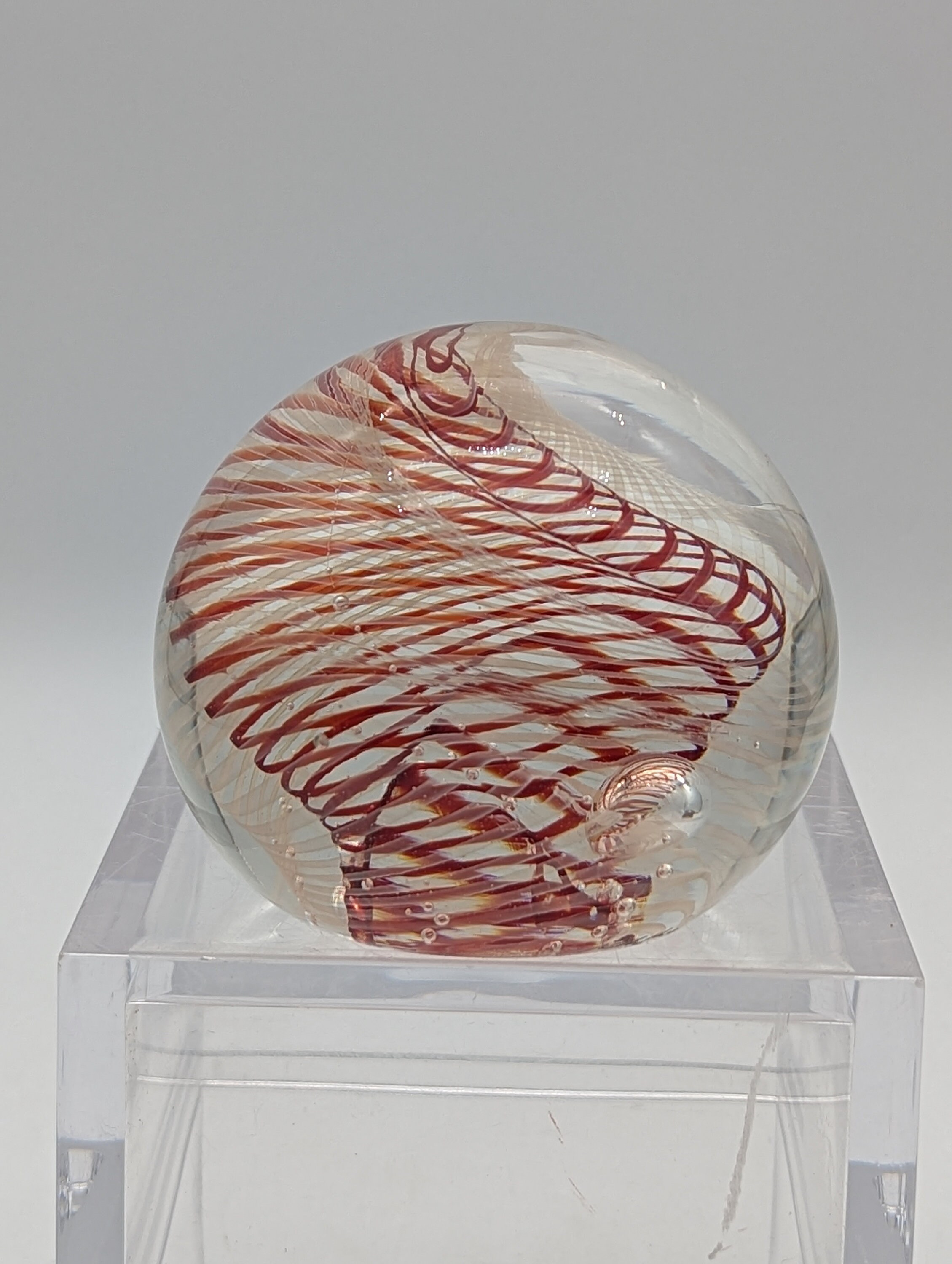 Beautiful Vintage Rollin Karg Red and White Spiral Pattern Hand Blown ...