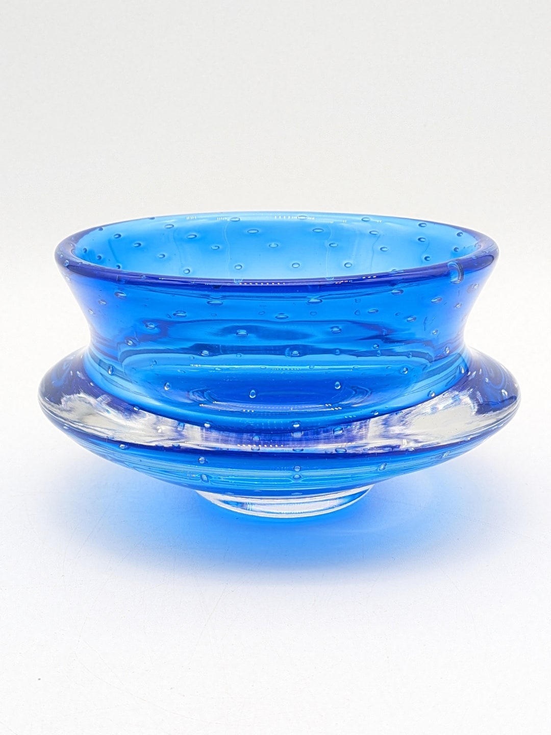 Mark J Sudduth Art Glass Cobalt Blue Bowl With Bullicante Signed Rare ...
