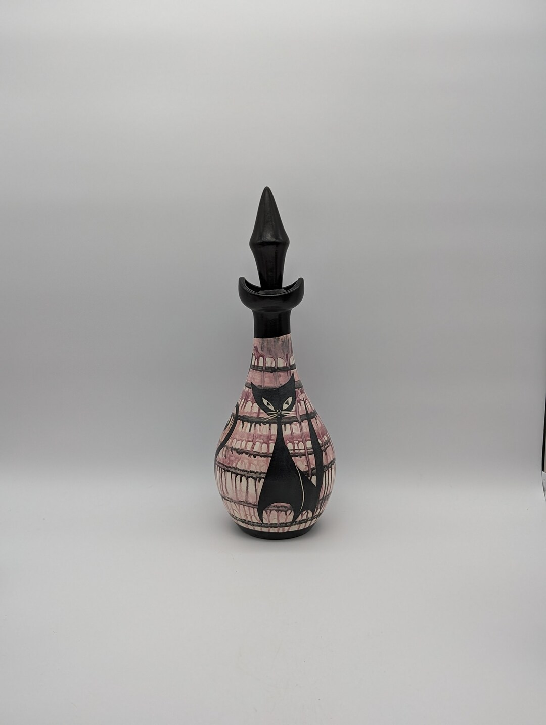 Absolutely Amazing Hand Painted Ceramic Decanter With Holt Howard Style ...