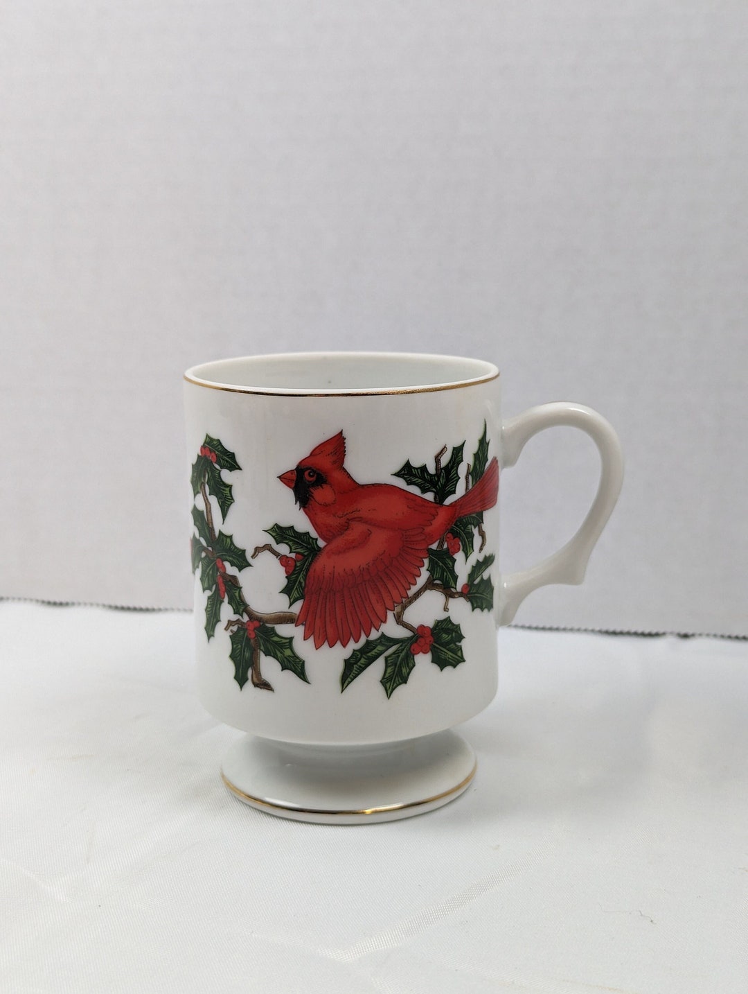 Lefton China Hand Painted Red Bird Cardinal Christmas Tea Cup Coffee ...