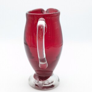 Hand Blown Ruby Red Glass Pitcher Clear Base and Applied Handle - Etsy