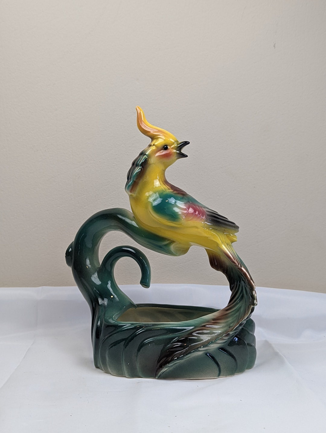 Vintage Tropical Ceramic Bird Vase Lovely Hand Painted Bud Vase/planter ...