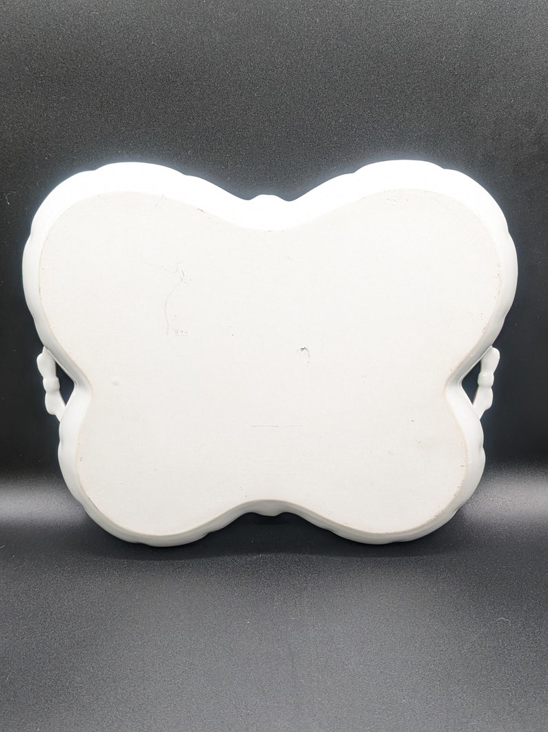 Vintage Hand Painted Butterfly Shaped Tray With Bow Handles Signed - Etsy