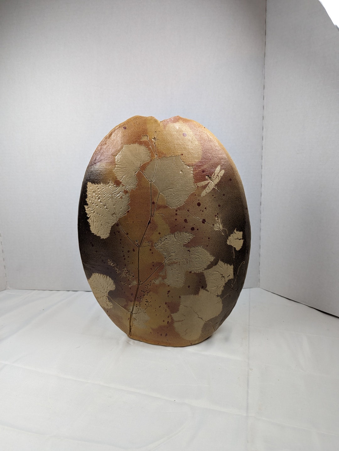 C. Brothers Pottery Vase With Leaf Impressions and a Dragonfly - Etsy