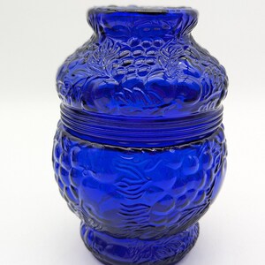 Vintage Cobalt Blue Candy Canister Jar Fruit Motif - Etsy