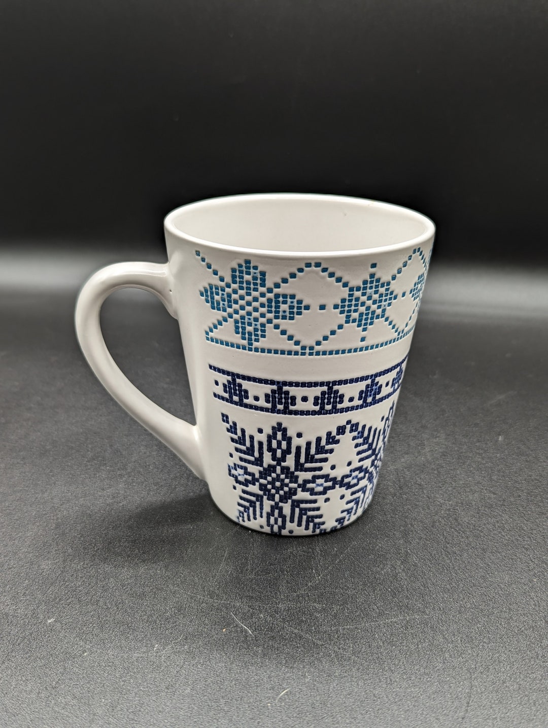 Noble Excellence Astoria Fair Isle Blue Coffee Mug Snowflakes - Etsy
