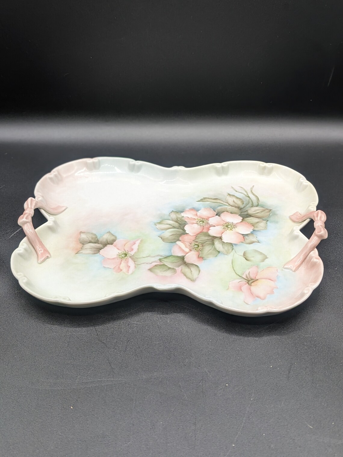 Vintage Hand Painted Butterfly Shaped Tray With Bow Handles Signed - Etsy
